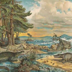 1878 DINOSAUR Print Triassic Period Antique Paleoart Dinosaur Wall Art ...