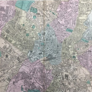 1895 Large LEEDS CITY PLAN - Original Antique Map - Bacon Map - Large ...