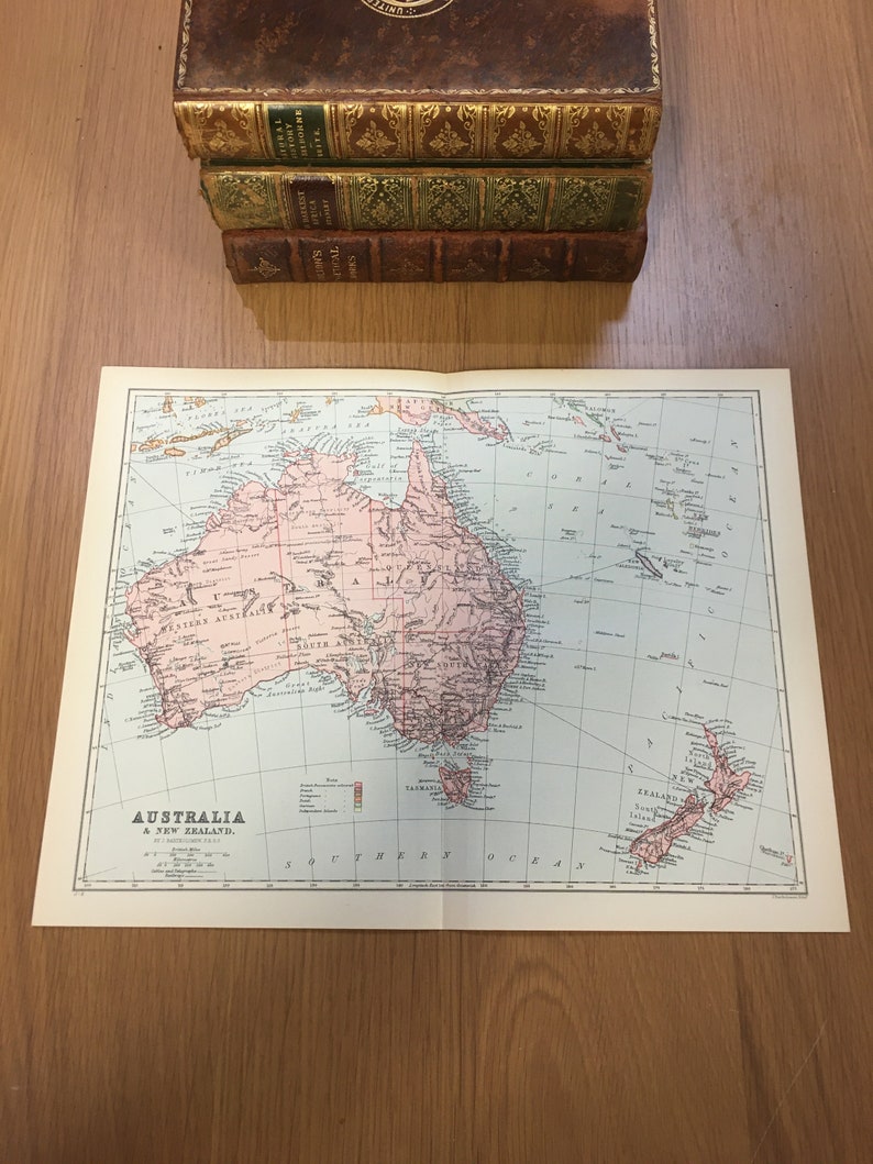 1901 AUSTRALIA & NEW ZEALAND Map Bartholomew Map Antique - Etsy