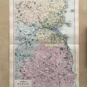 1895 ENVIRONS of DUBLIN - Original Antique Map - Cartography, Bacon Map ...