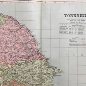1895 Large NORTH-EAST YORKSHIRE Map - Original Antique Map - Bacon Map ...