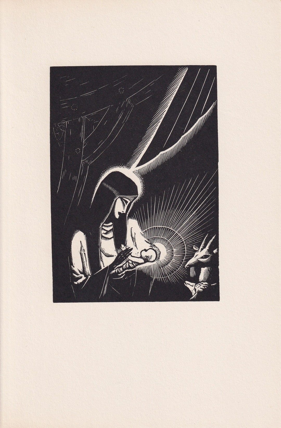 1930 JAMES REID Wood Engraving - 'virgin Mary and the Infant Jesus ...