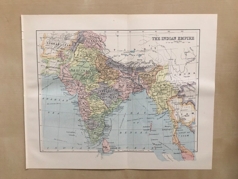 1905 INDIAN EMPIRE MAP British Empire Map Cartography - Etsy