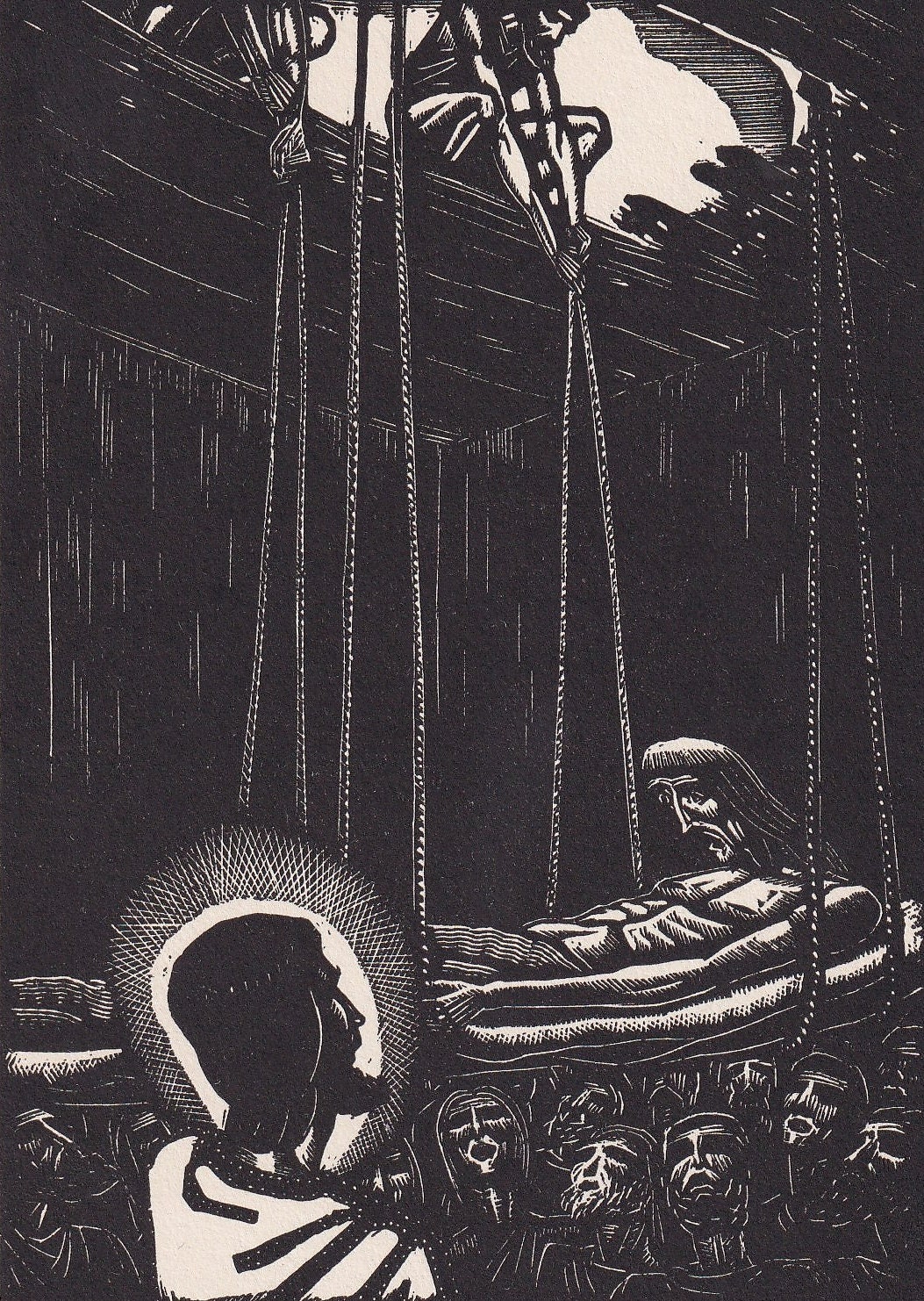 1930 JAMES REID Wood Engraving - 'jesus and the Leper' - - Bible Wood ...