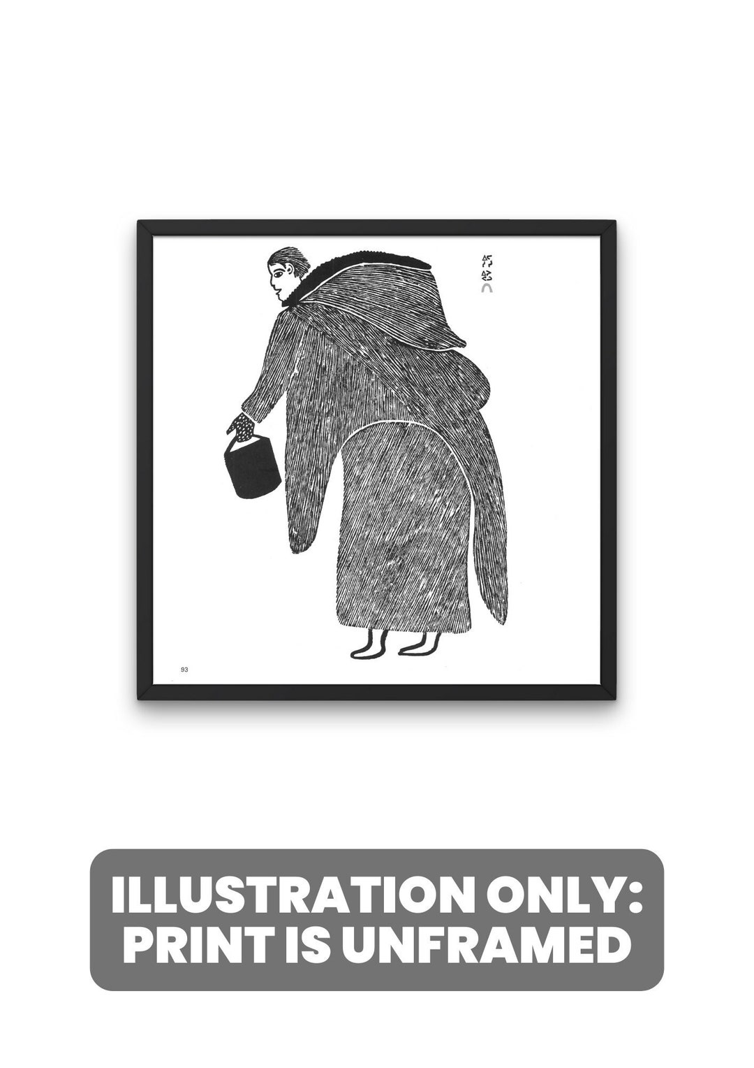 1974 INUIT ART - "woman With Water Pail" - Eleeshushe / Eegyvadluk ...