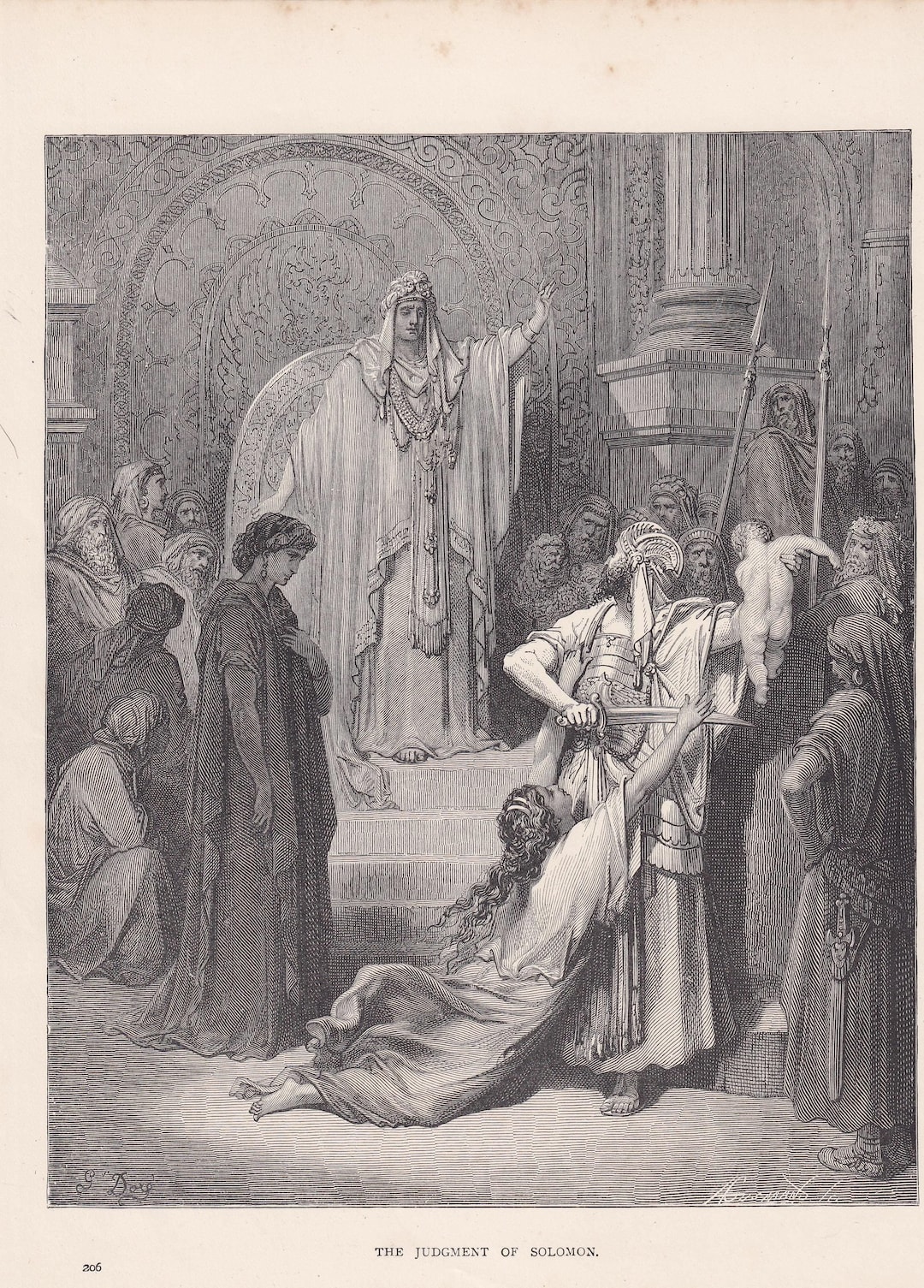 1870 GUSTAVE DORE Print - "the Judgment of Solomon" - Dore Wall Art ...
