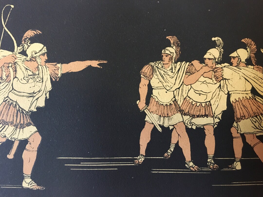 1879 NISUS and EURYALUS Greek Myths Print Ancient Greece Mythology, Greek Tragedy Original ...