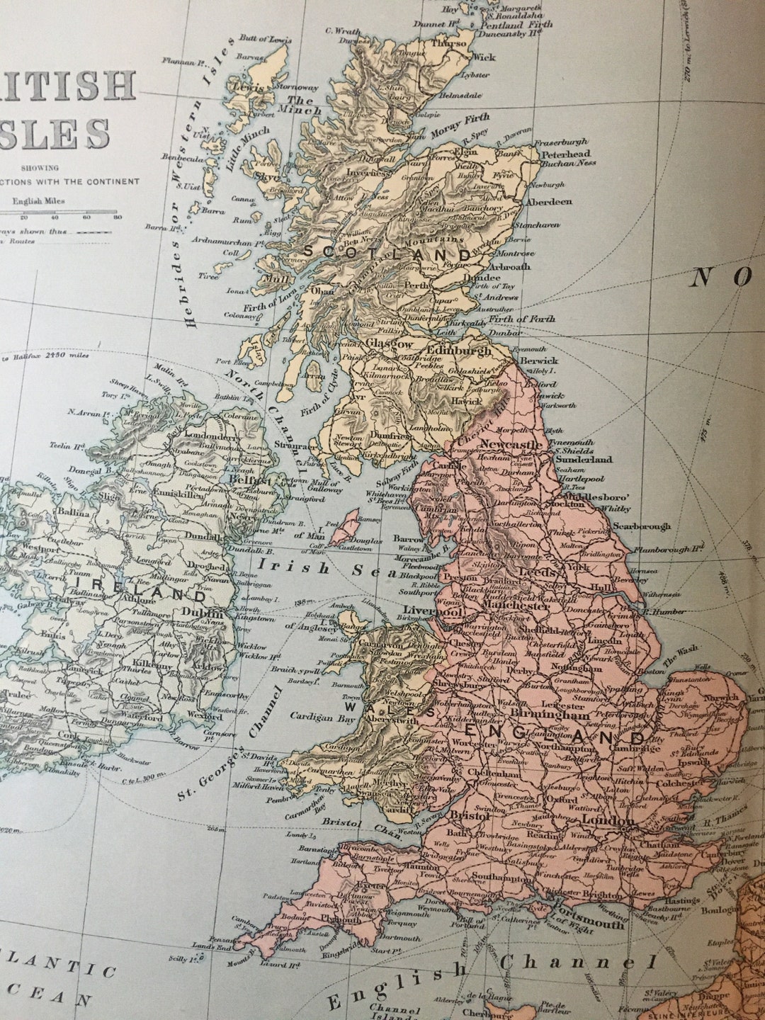 1895 BRITISH ISLES MAP - Original Antique Map - Cartography, Bacon Map ...