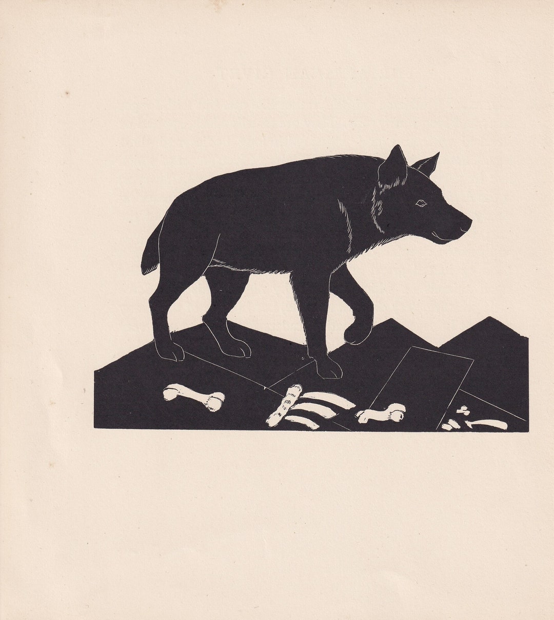 1929 HYENA Print Wood Engraving - Hyena Wall Art - Zoology Print ...