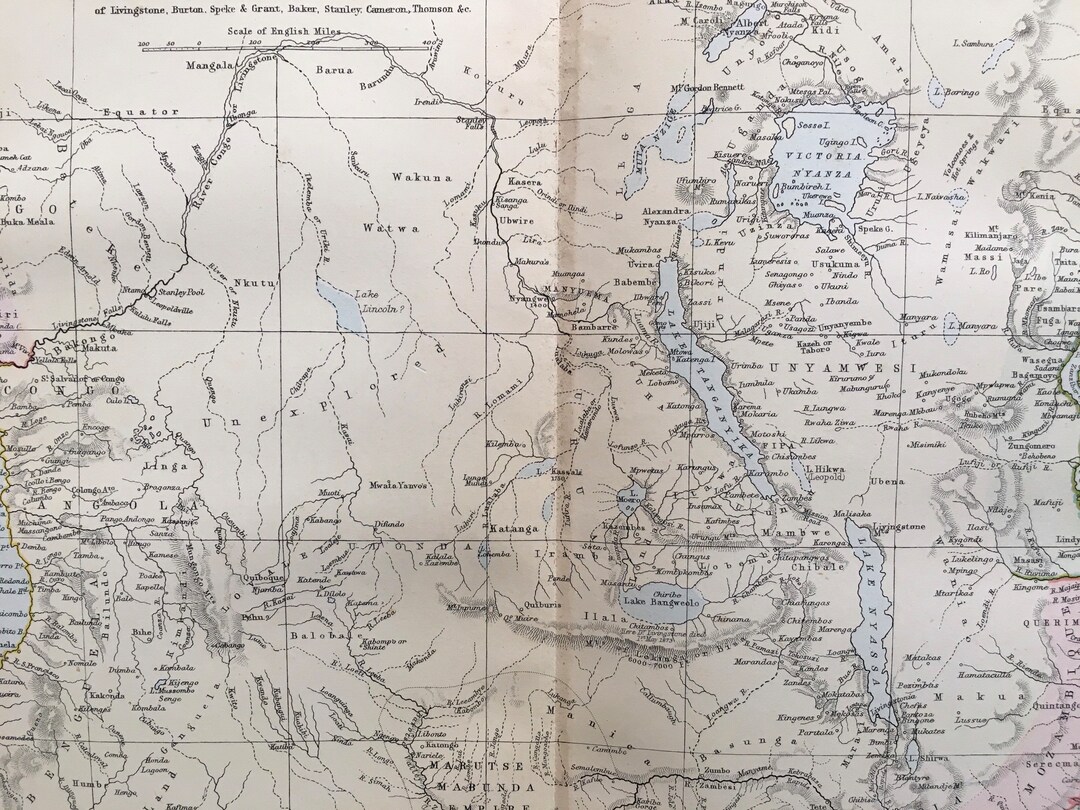1891 CENTRAL AFRICA MAP Antique Africa Map Africa History, Cartography ...