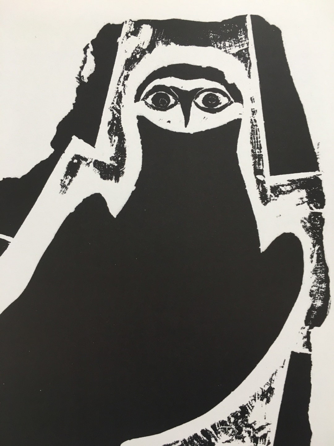 1974 INUIT ART white Owl and Lemming Talirunilik Eskimo Wall Art Inuit ...