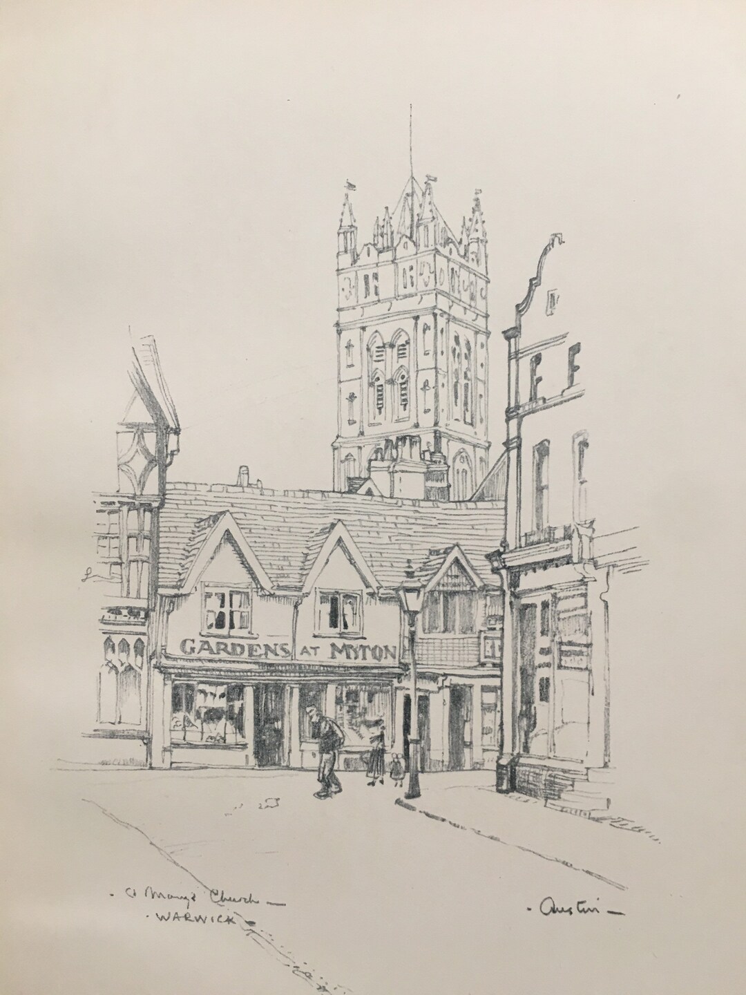 1920 WARWICK - St. MARY'S CHURCH - Antique Warwick Print - Local ...