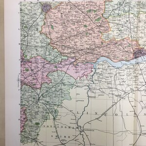1895 Large SOUTH-EAST YORKSHIRE Map - Original Antique Map - Bacon Map ...