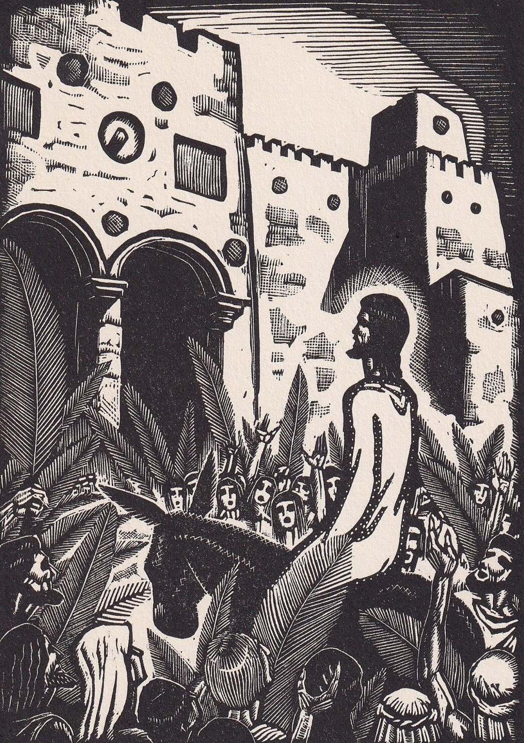 1930 JAMES REID Wood Engraving - 'jesus Riding Donkey' - - Bible Wood ...