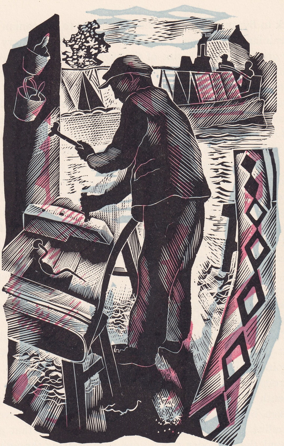 1950 JOHN O'CONNOR Wood Engraving & Linocut Print - 'the Foreman at Uxbridge' - From Original ...