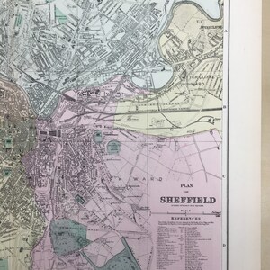 1895 Large SHEFFIELD CITY PLAN - Original Antique Map - Bacon Map ...