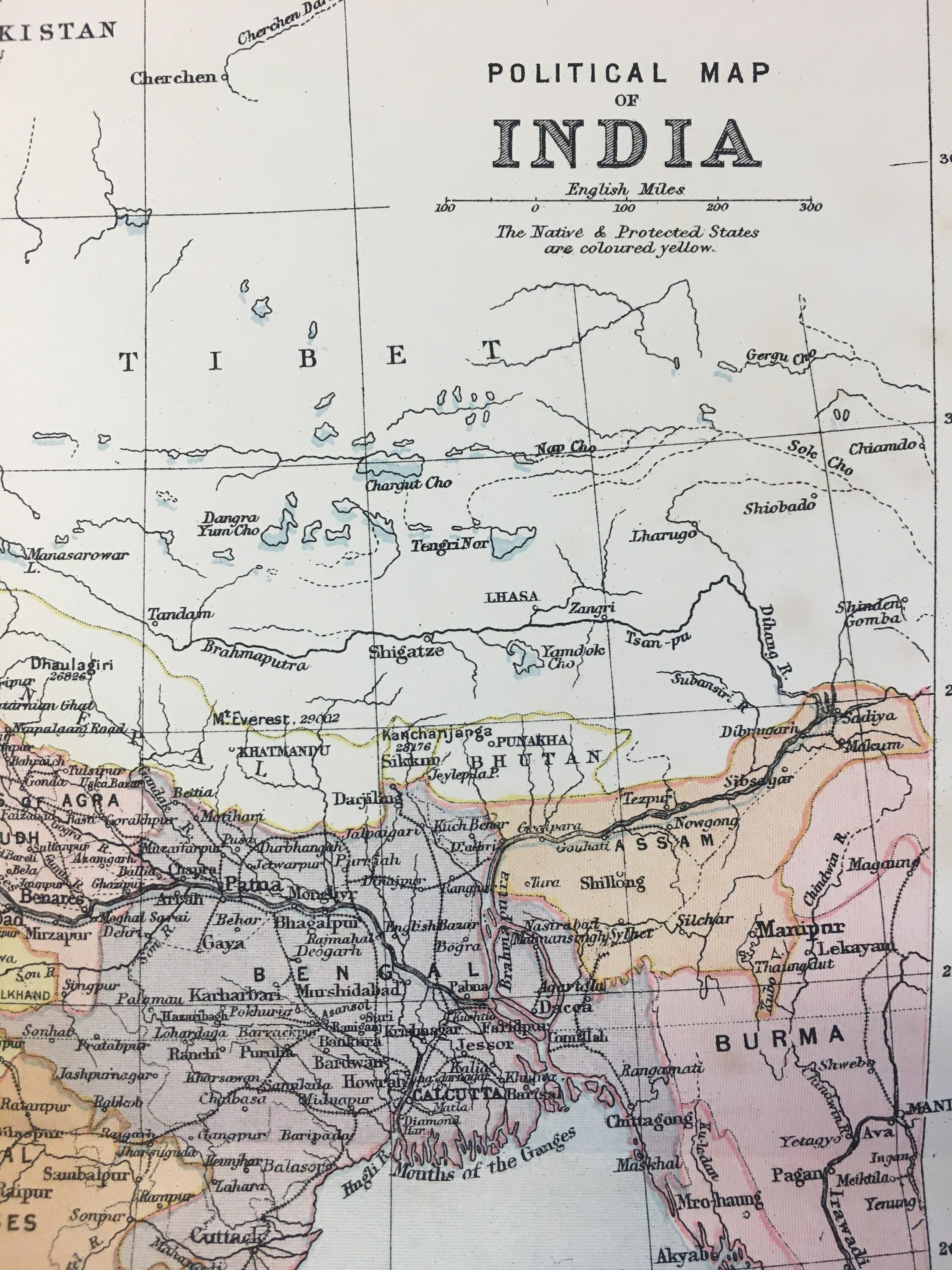 1890 India Map Political Map British Empire Bartholomew - Etsy