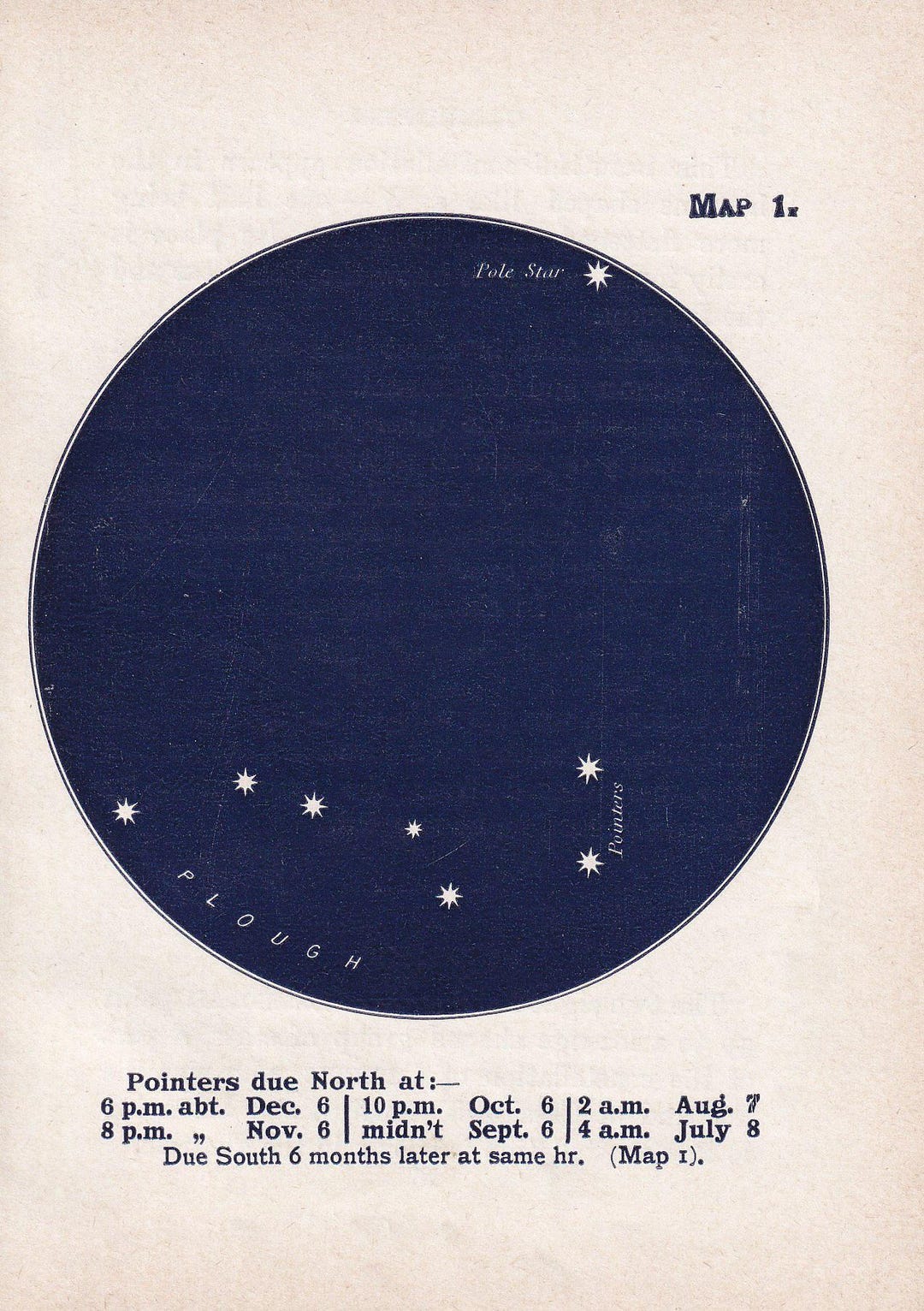 1944 PLOUGH (BIG DIPPER) Constellation Print - Pole Star - Star Map ...