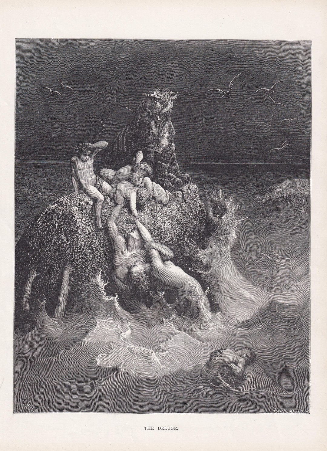 1870 GUSTAVE DORE Print - "the Deluge" - Dore Wall Art - Antique Dore ...