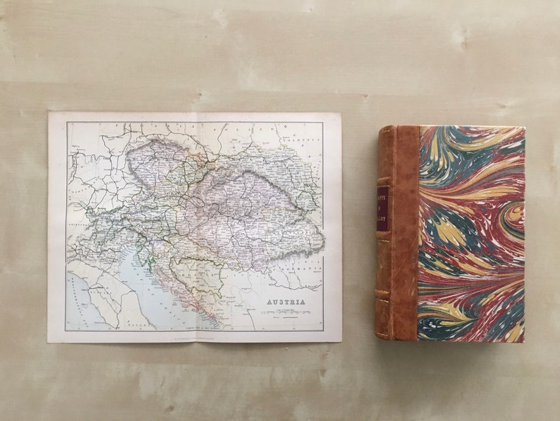 1891 AUSTRIA MAP Antique Europe Map Austrian History - Etsy