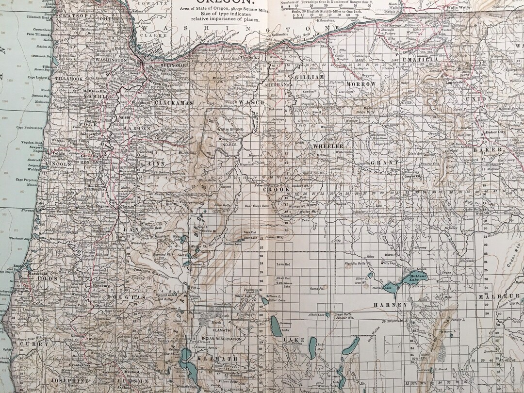 1903 Large OREGON MAP - U.S. States Map - America Map - American ...