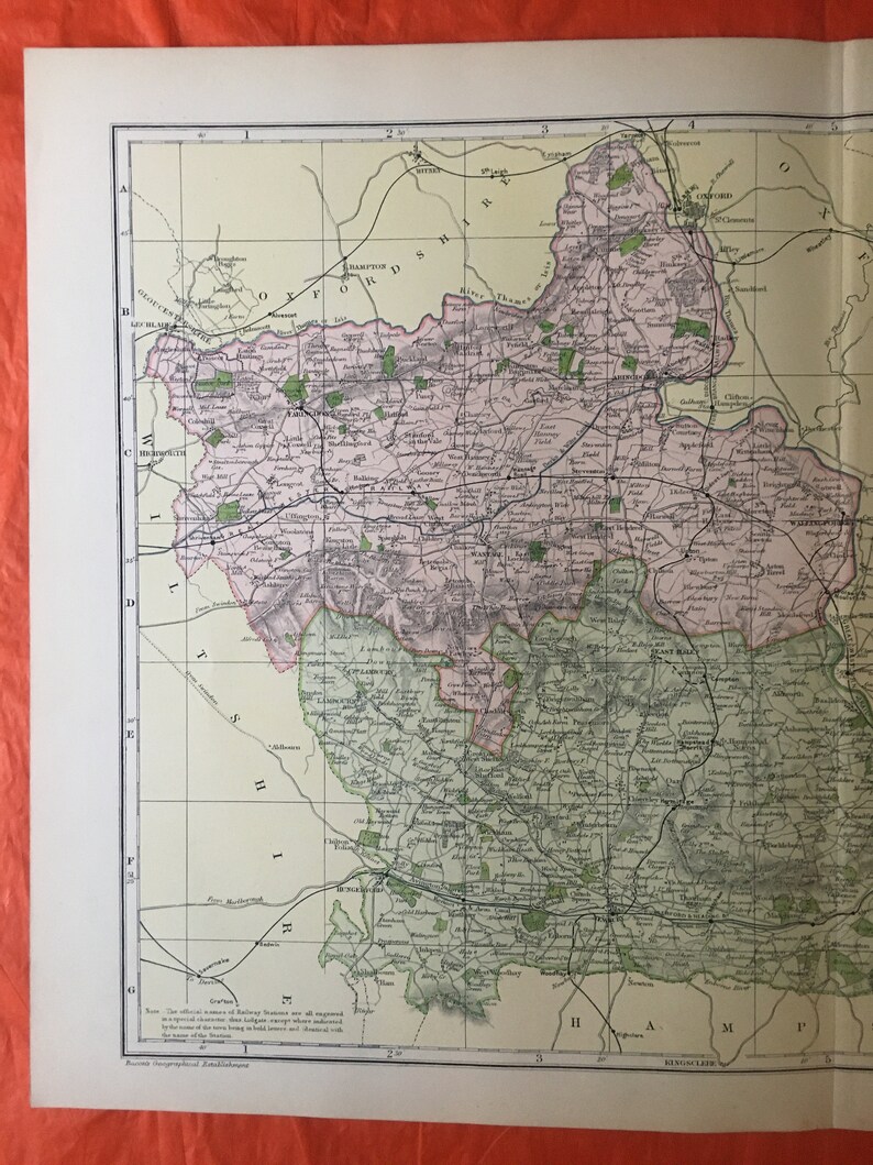 1895 MAP of BERKSHIRE Original Antique Map Cartography - Etsy