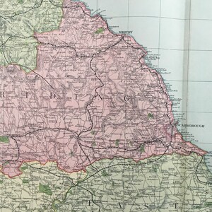 1895 Large NORTH-EAST YORKSHIRE Map - Original Antique Map - Bacon Map ...