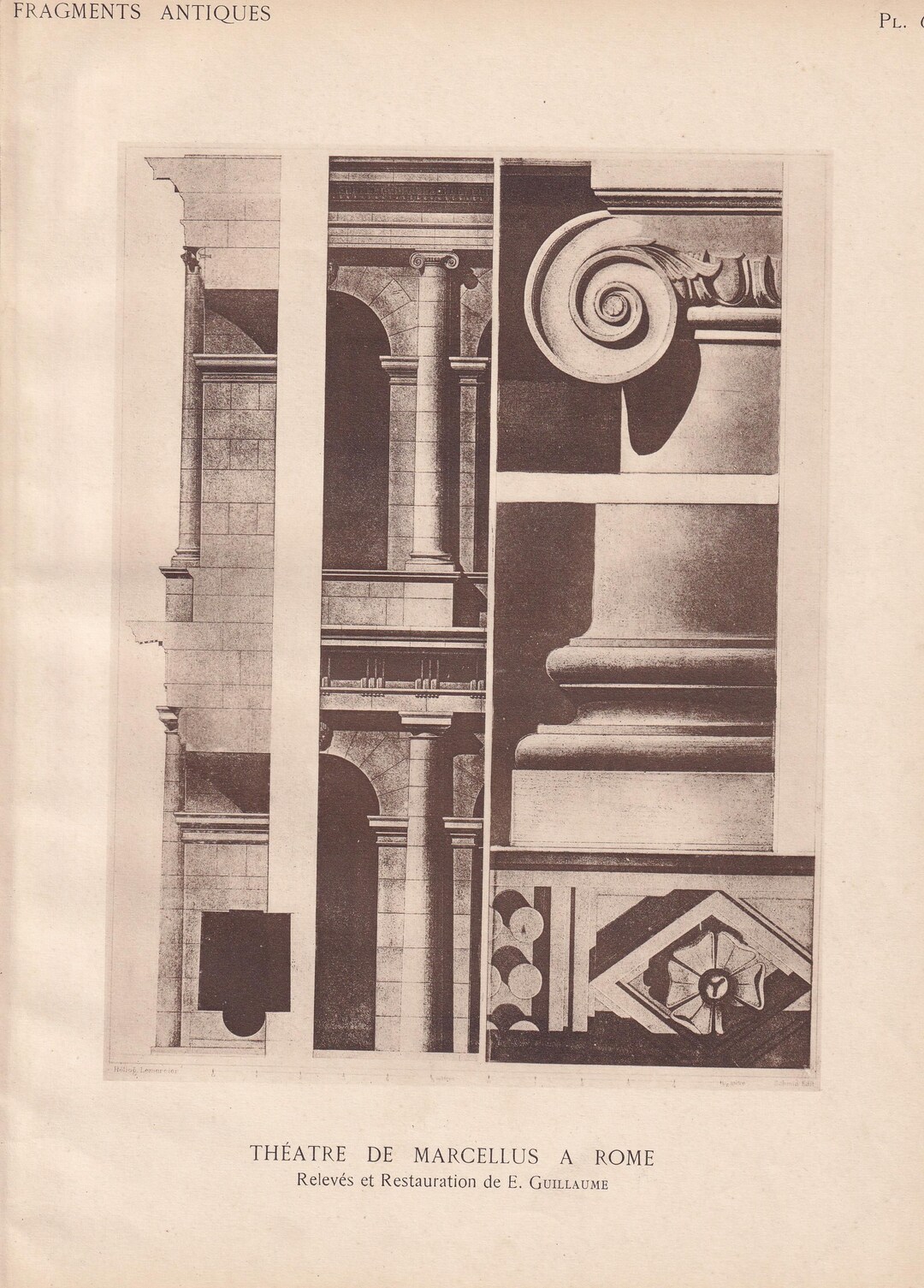 C. 1910 THEATRE OF MARCELLUS, in Rome, Italy - Roman Architecture Print ...