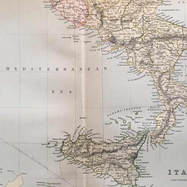 Southern Italy Map - Etsy