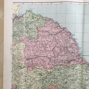 1895 Large NORTH-EAST YORKSHIRE Map - Original Antique Map - Bacon Map ...