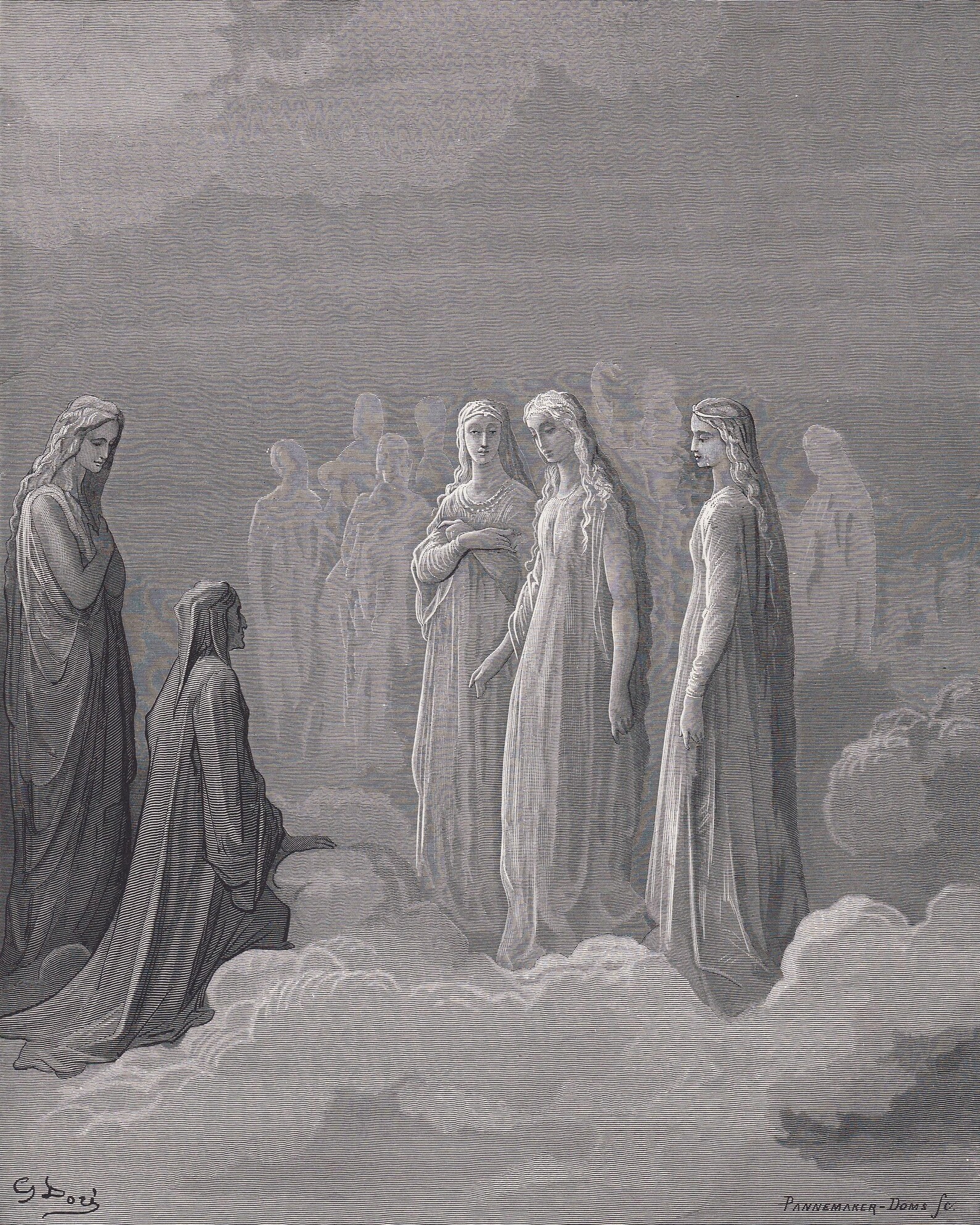 1870 GUSTAVE DORE Print - "dante and the Spirits of the Moon" - Dore ...