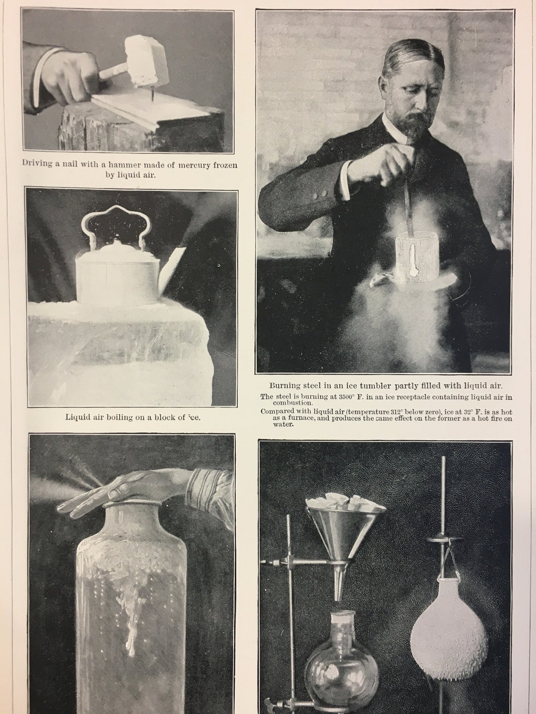 1890 LIQUID AIR - Chemistry Print - James Dewar - Chemical Elements ...