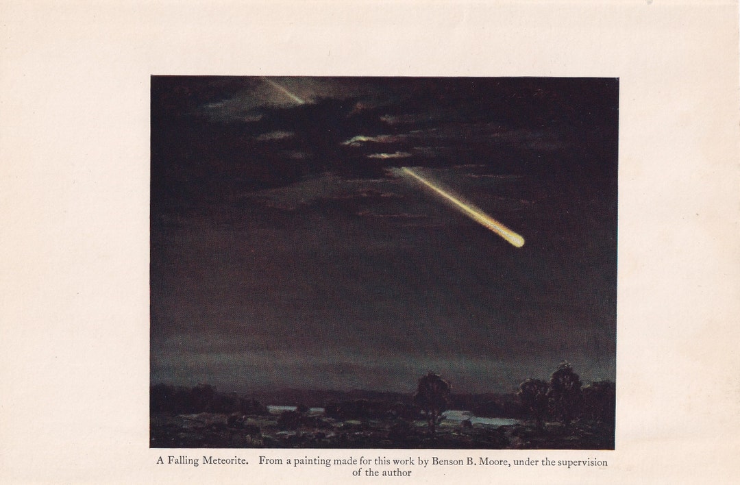 1934 FALLING METEORITE Print - Astronomy Print - Meteorite Wall Art ...