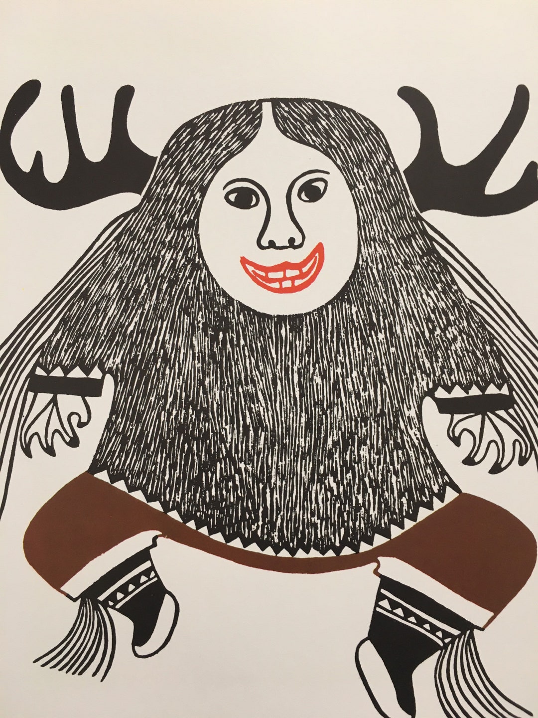 1974 INUIT ART shaman's Dance Pitalouisa / Luktak Eskimo Wall Art Inuit ...