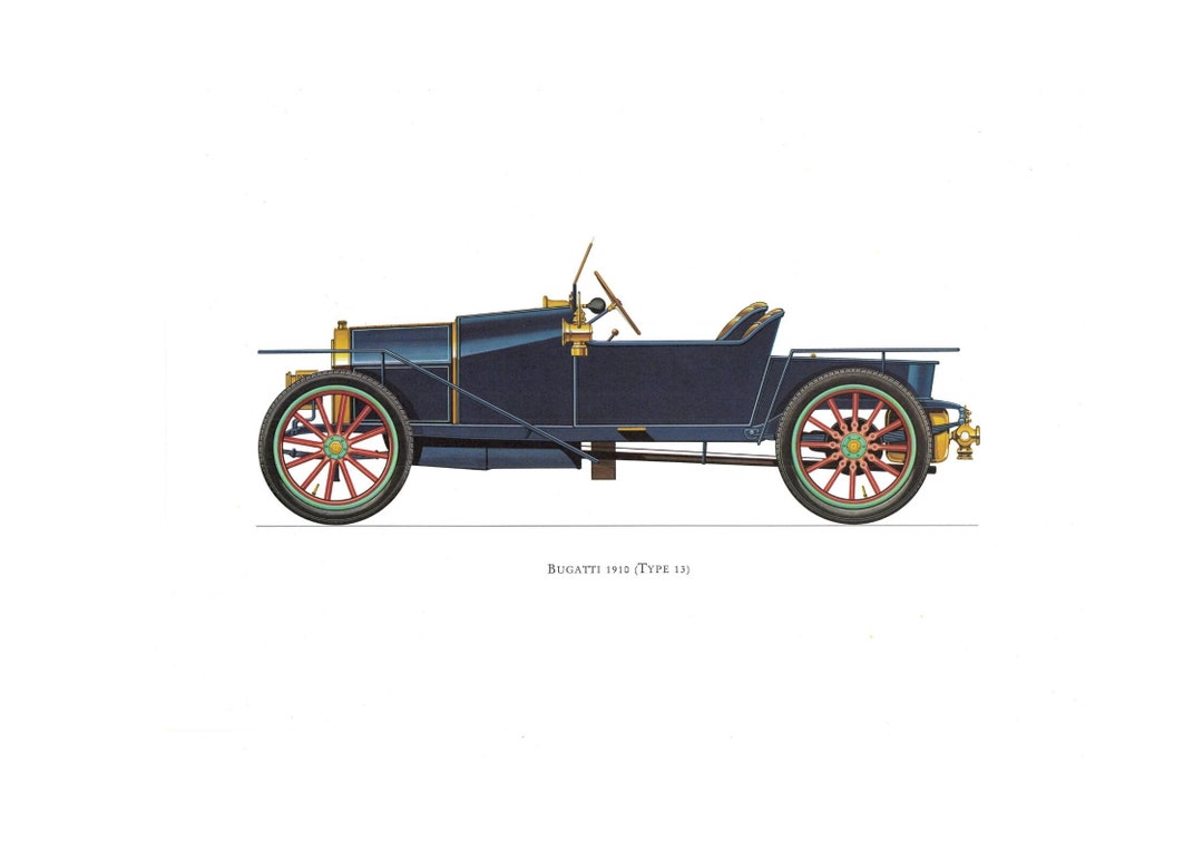 1960s LARGE CLASSIC CAR Print - Bugatti 1910 - Classic Car Wall Art ...