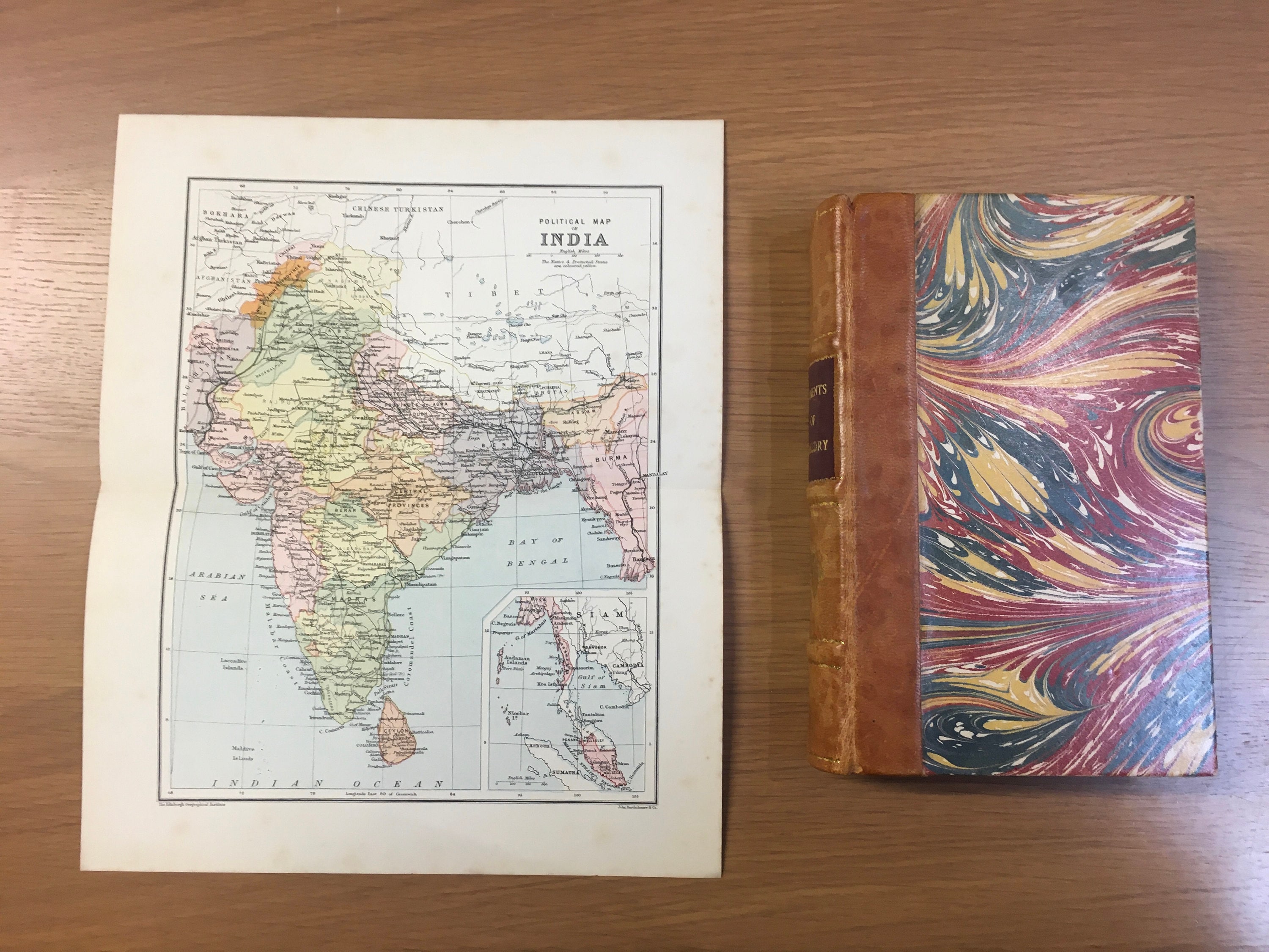1890 India Map Political Map British Empire Bartholomew - Etsy