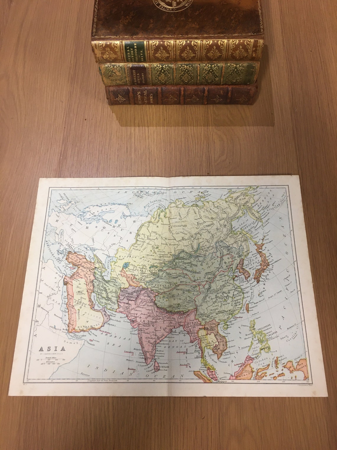 1890 ASIA MAP Bartholomew Map Antique Map of Asia - Etsy