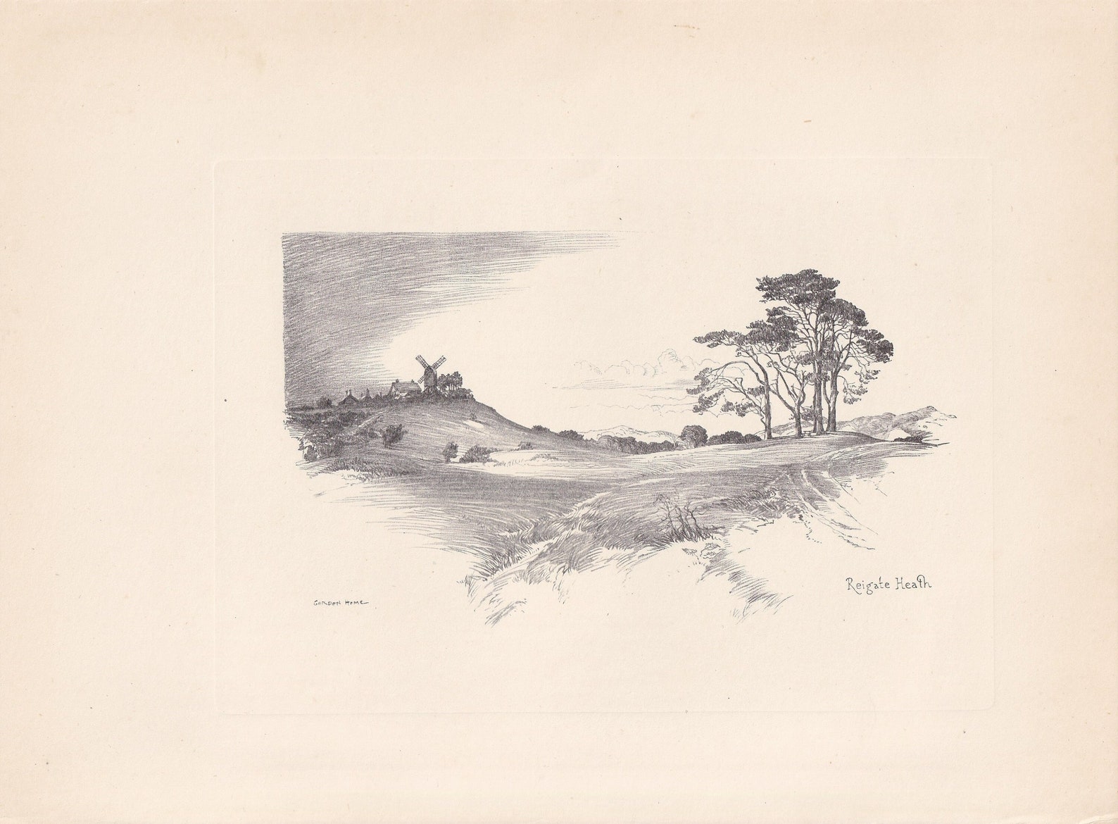 1929 REIGATE HEATH - Antique Surrey Print - Surrey Drawing - Surrey ...