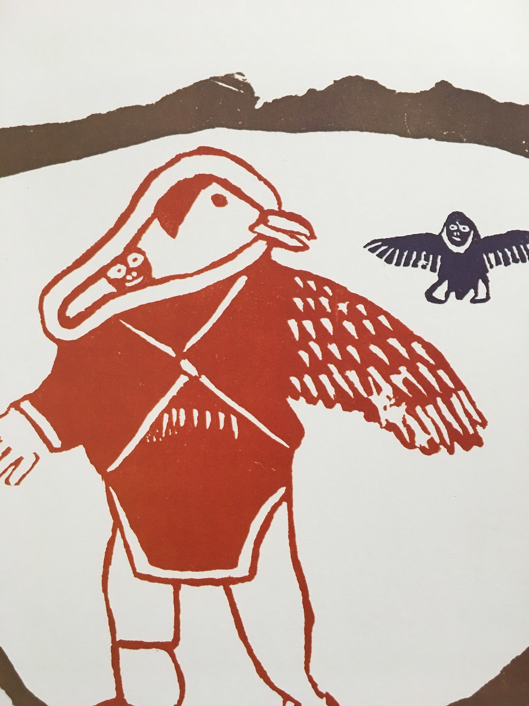 1974 INUIT ART eskimo Woman Transformed Into a Seagull Davidialuk ...