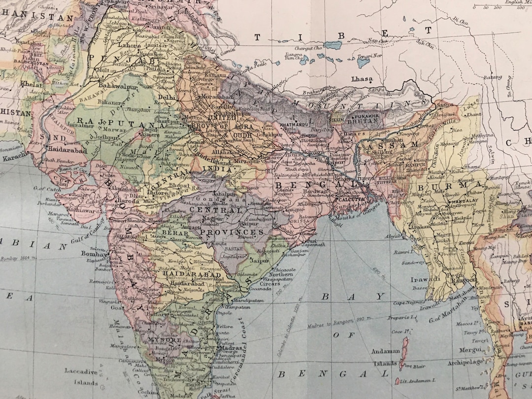 1905 INDIAN EMPIRE MAP - British Empire Map - Cartography - Map Wall ...