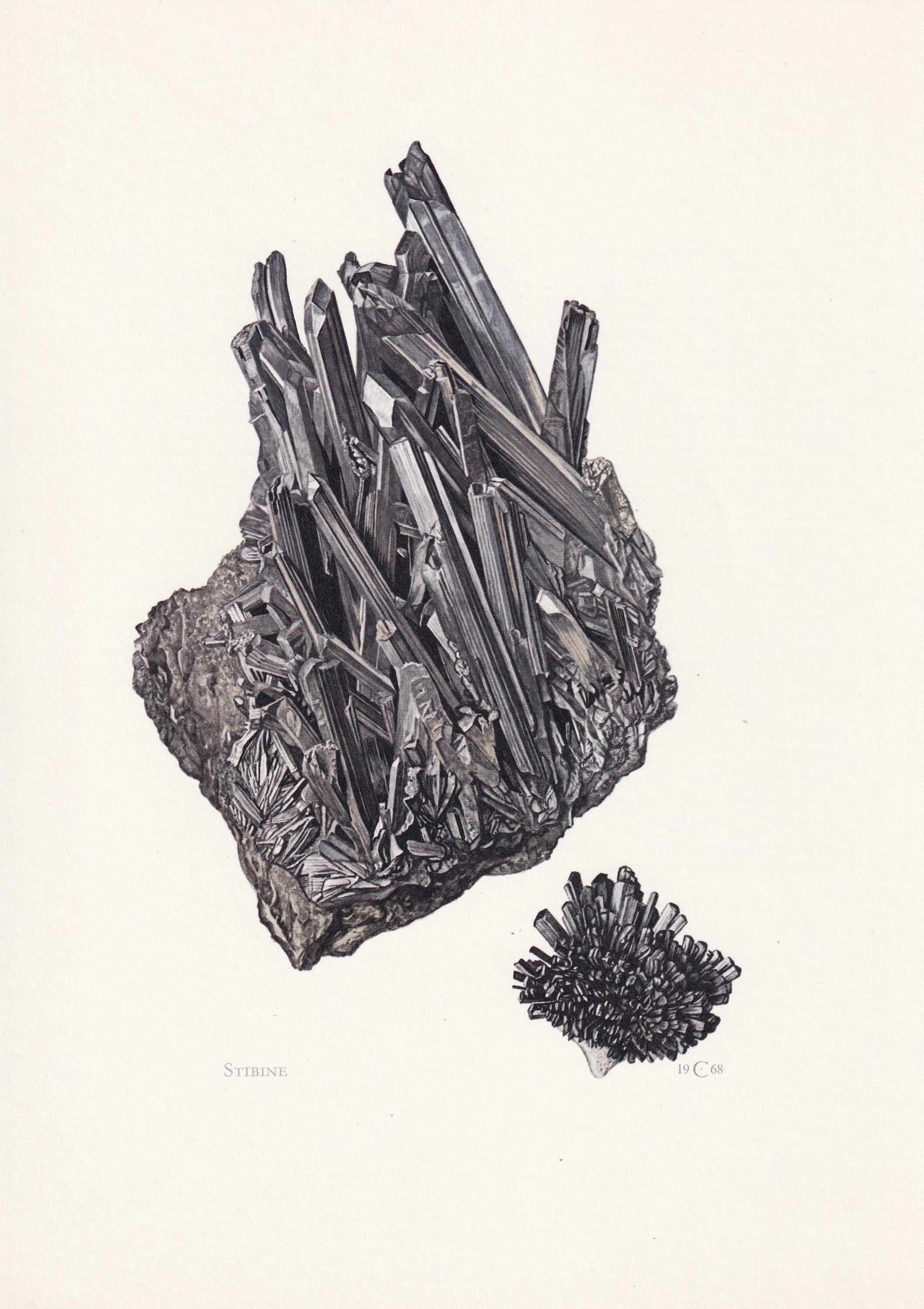 1968 STIBINE Print - Mineral Wall Art Gift - Mineralogy Decor ...