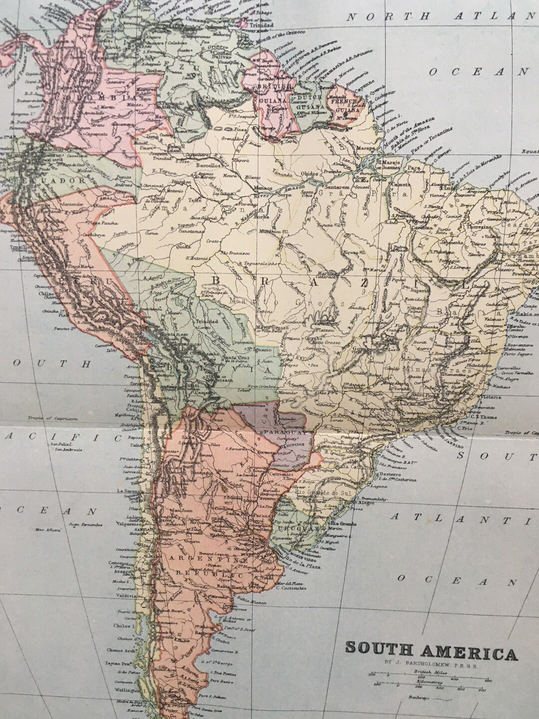 1905 SOUTH AMERICA MAP Antique Map of Americas Cartography Map Wall Art ...