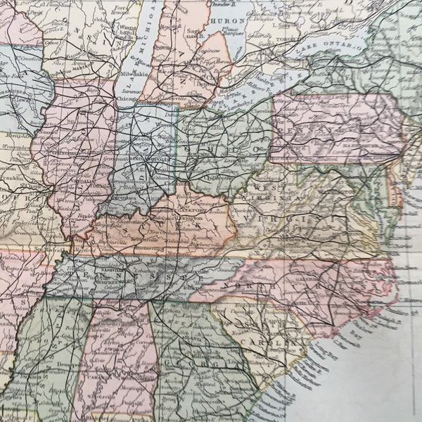 Antique Map of Eastern United States - Etsy