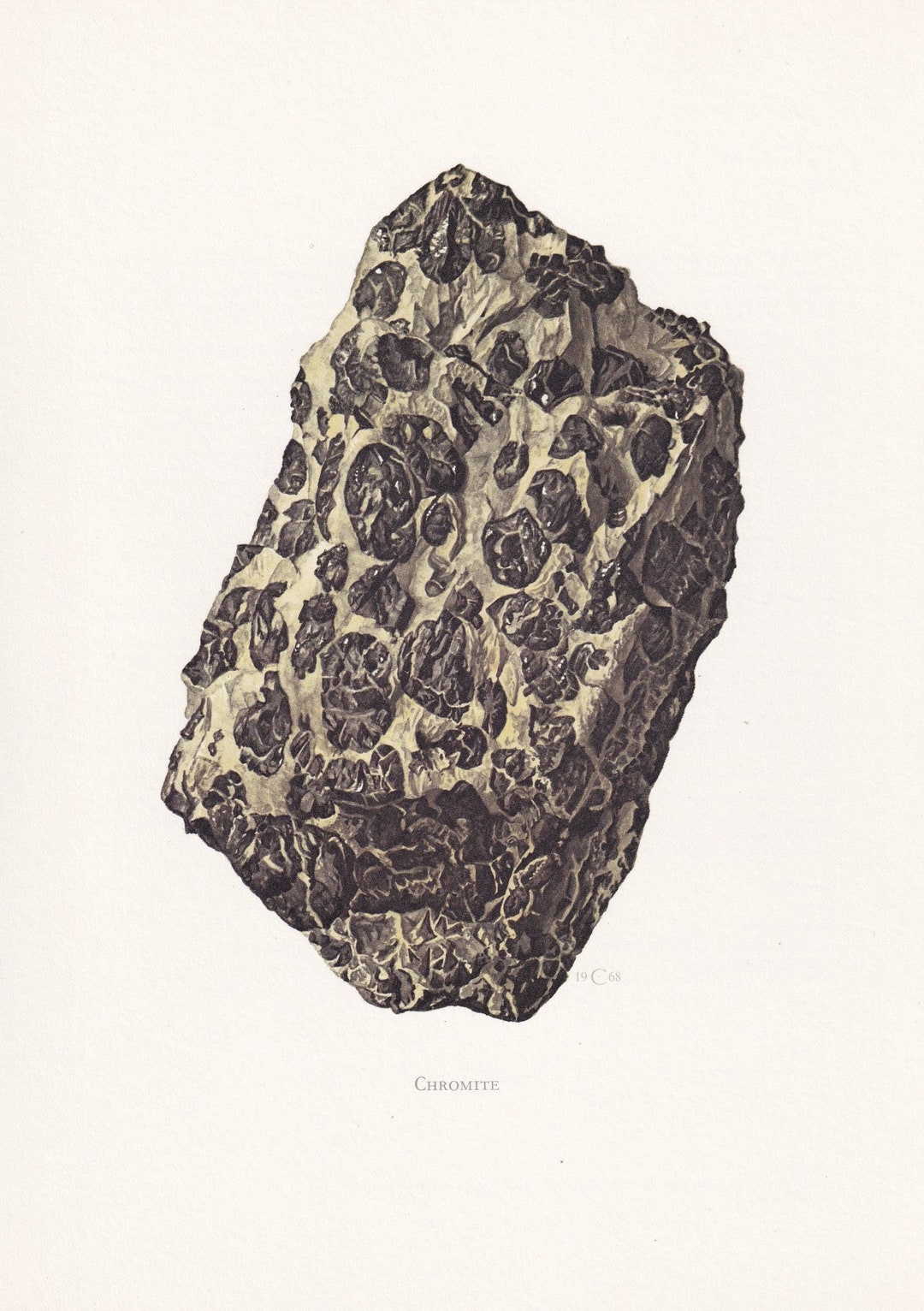 1968 CHROMITE Print - Mineral Wall Art Gift - Mineralogy Decor ...