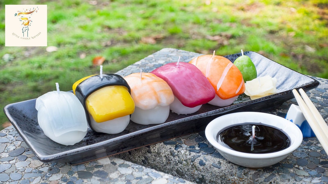 Handmade Nigiri Sushi Candles Set - Squid, Tamago, Tuna, Shrimp, Salmon ...
