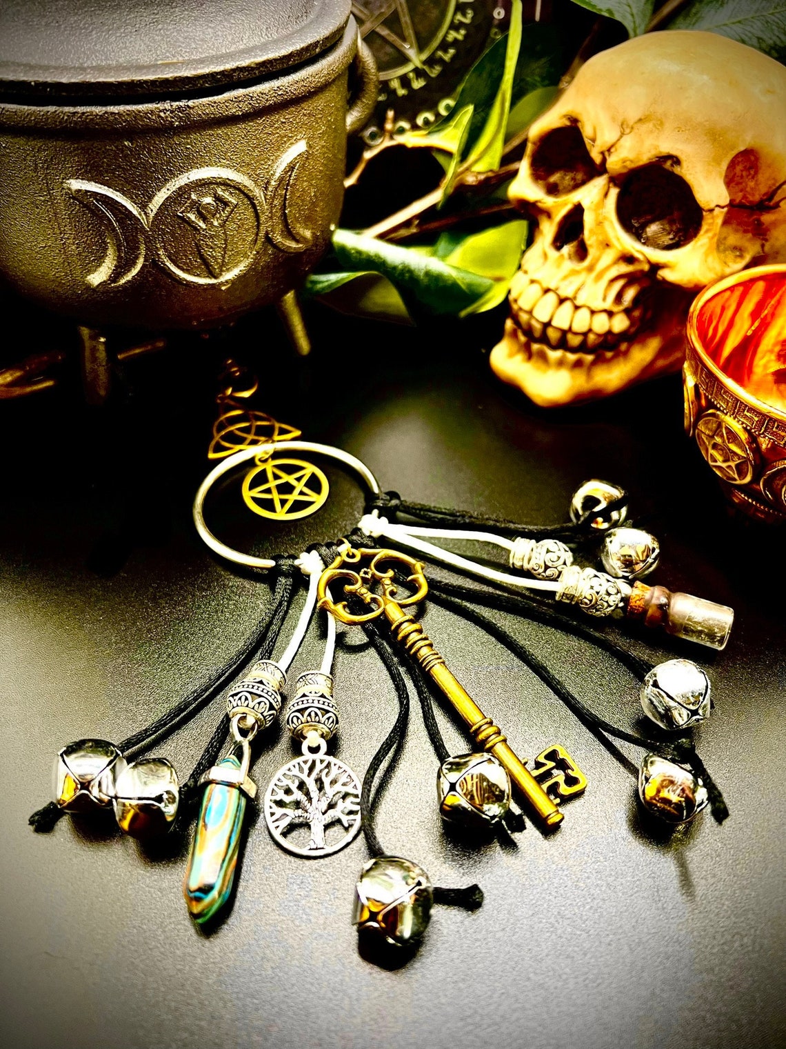 Witches' Bells - Wiccan Home Protection With Key, Goddess, Tree of Life ...