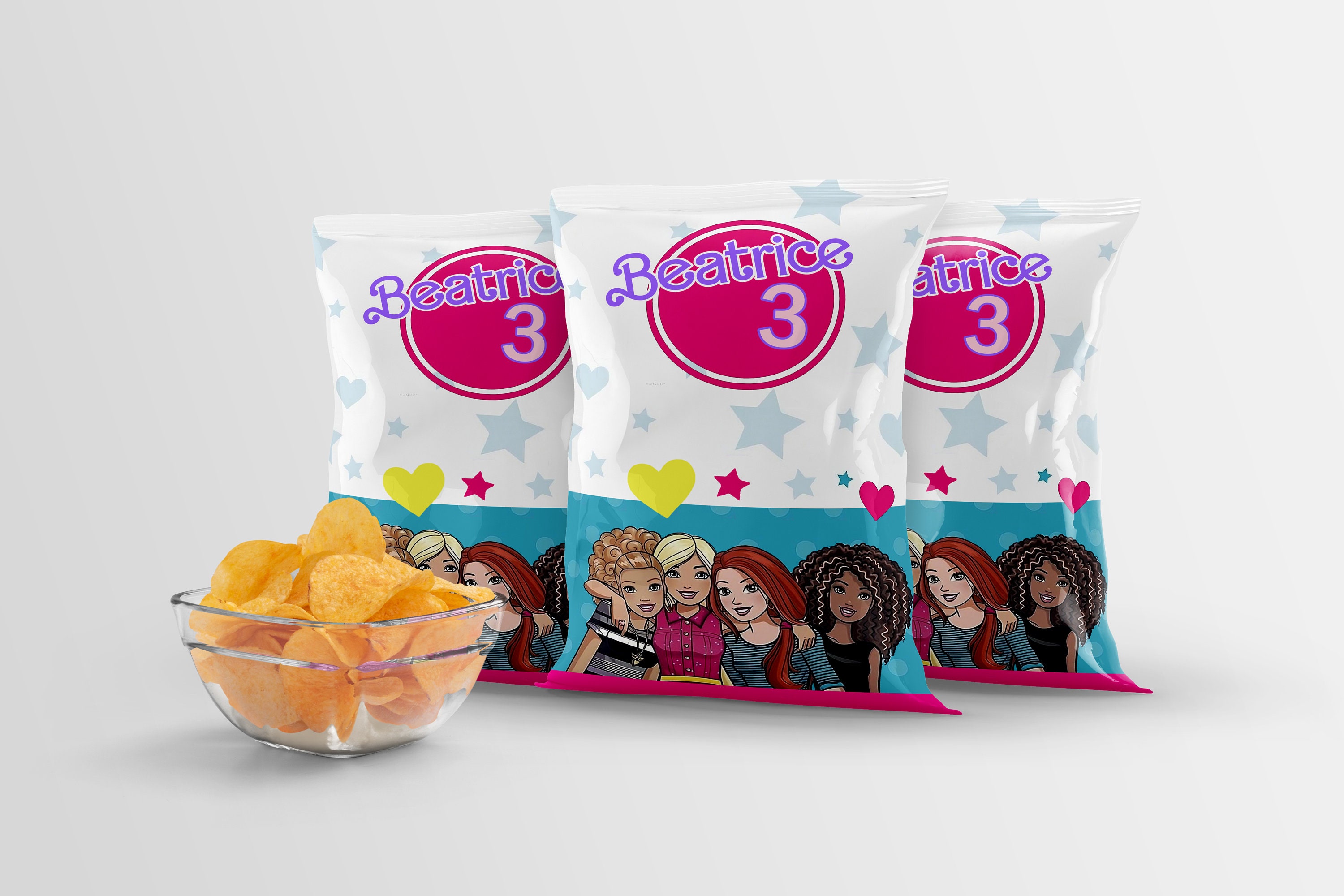 Barbie Chips Bag Barbie Theme Party Birthday Girl Chips Bags Decor Pink ...