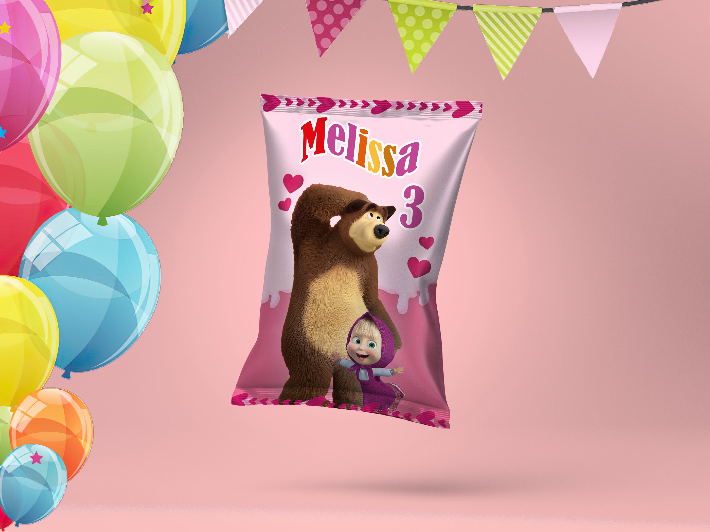 Masha and the Bear Chips Bag Masha Theme Party Birthday Girl Chips Bags ...