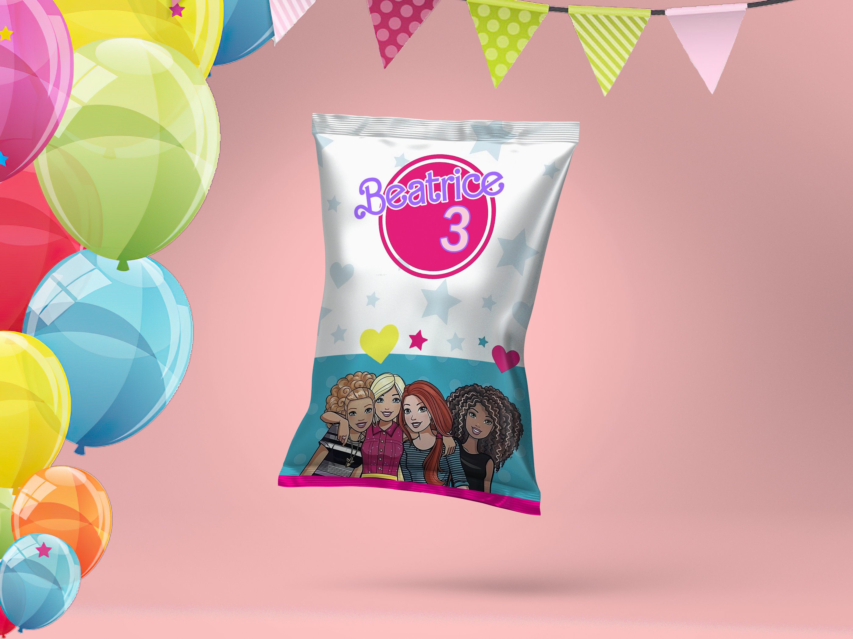 Barbie Chips Bag Barbie Theme Party Birthday Girl Chips Bags Decor Pink ...