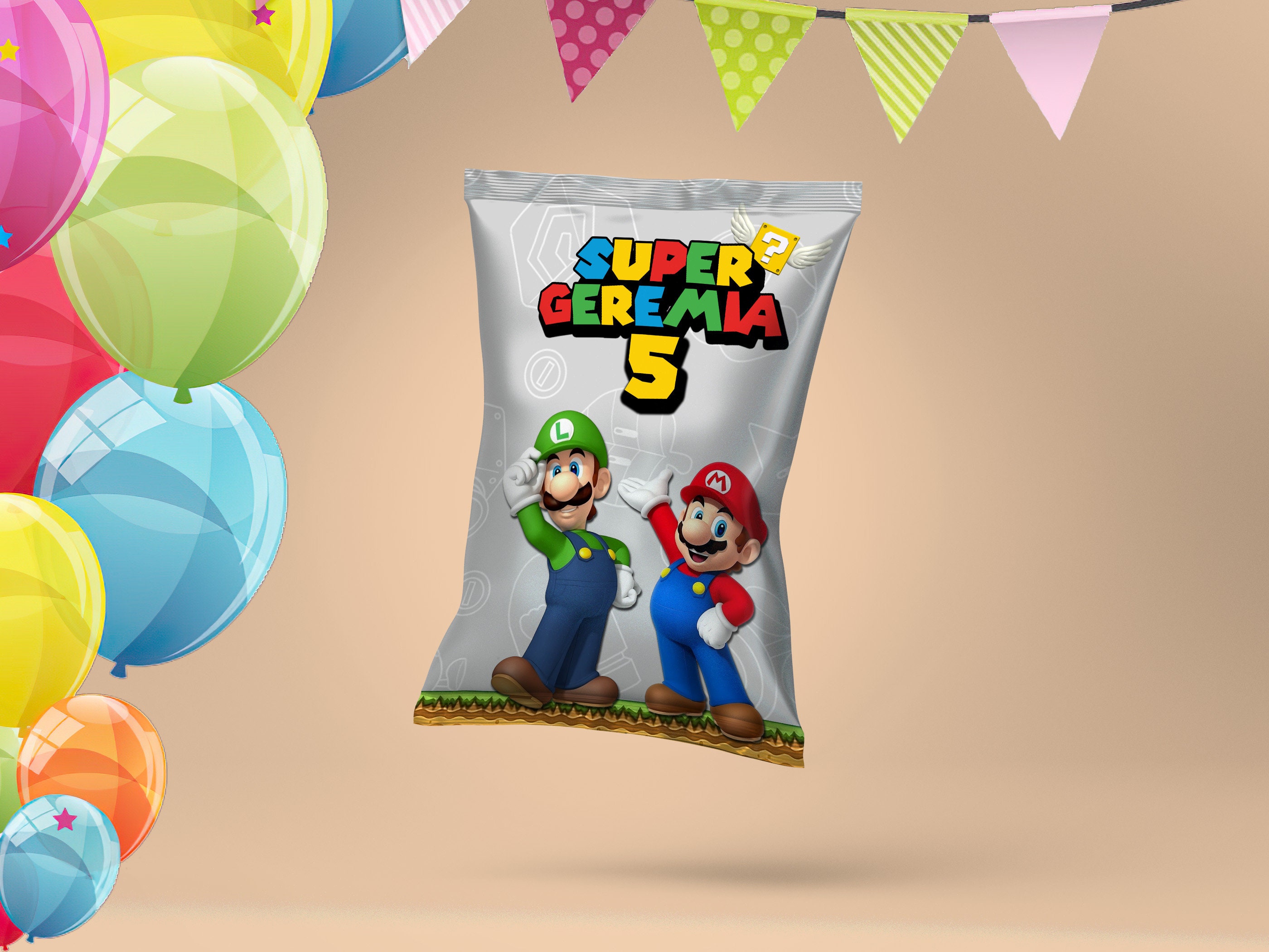 Super Mario Chips Bag Mario Bross Theme Party Birthday Boy Chips Bags ...